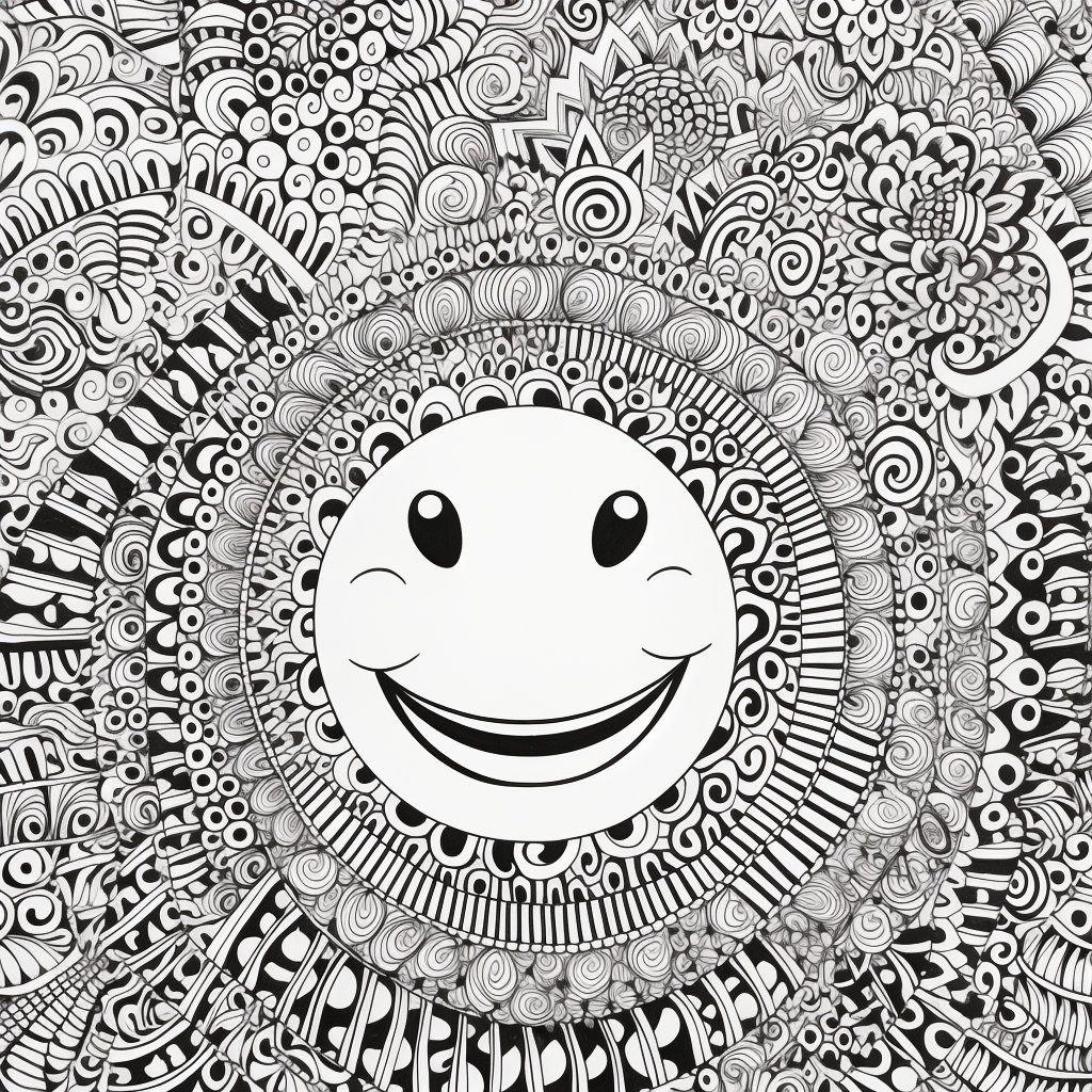 Smiley Smiling Face Paisley Mandala 50 Adult Coloring Page Instant ...