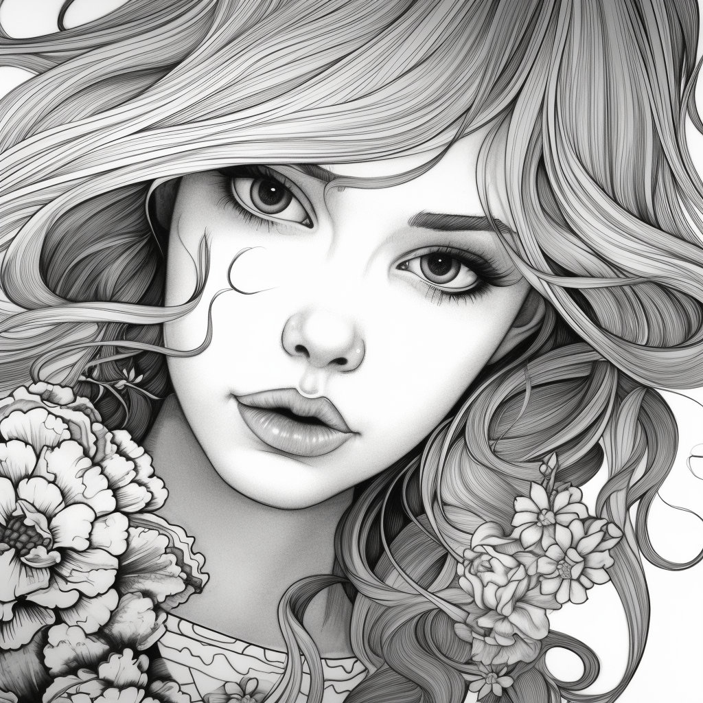 50 Girl Hair Floral Woman Coloring Pages Digital Downloads - Etsy