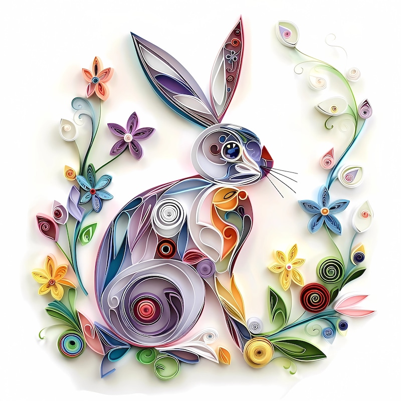 Quilling Digital Bunny - Etsy UK