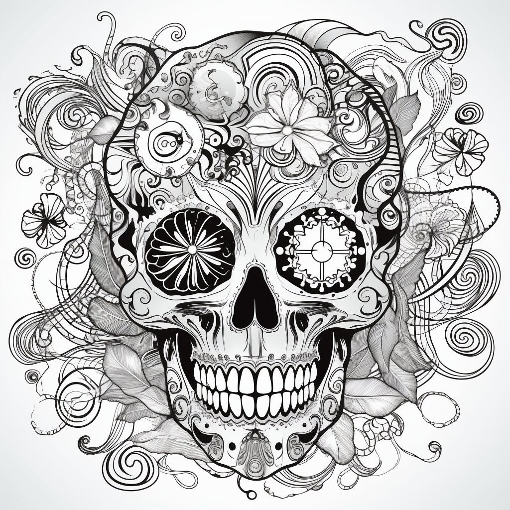 Adult Coloring Sugar Skulls Mandala 101 Printable Digital Downloads - Etsy
