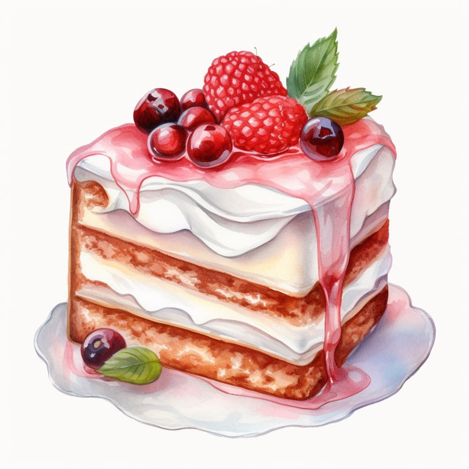 Watercolor Cake Clipart 20 Printable High Quality Jpgs Digital Download ...