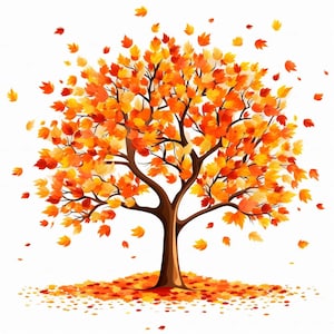 Fall Leaves Tree Autumn Clipart 20 Printable High Quality Jpgs Digital ...