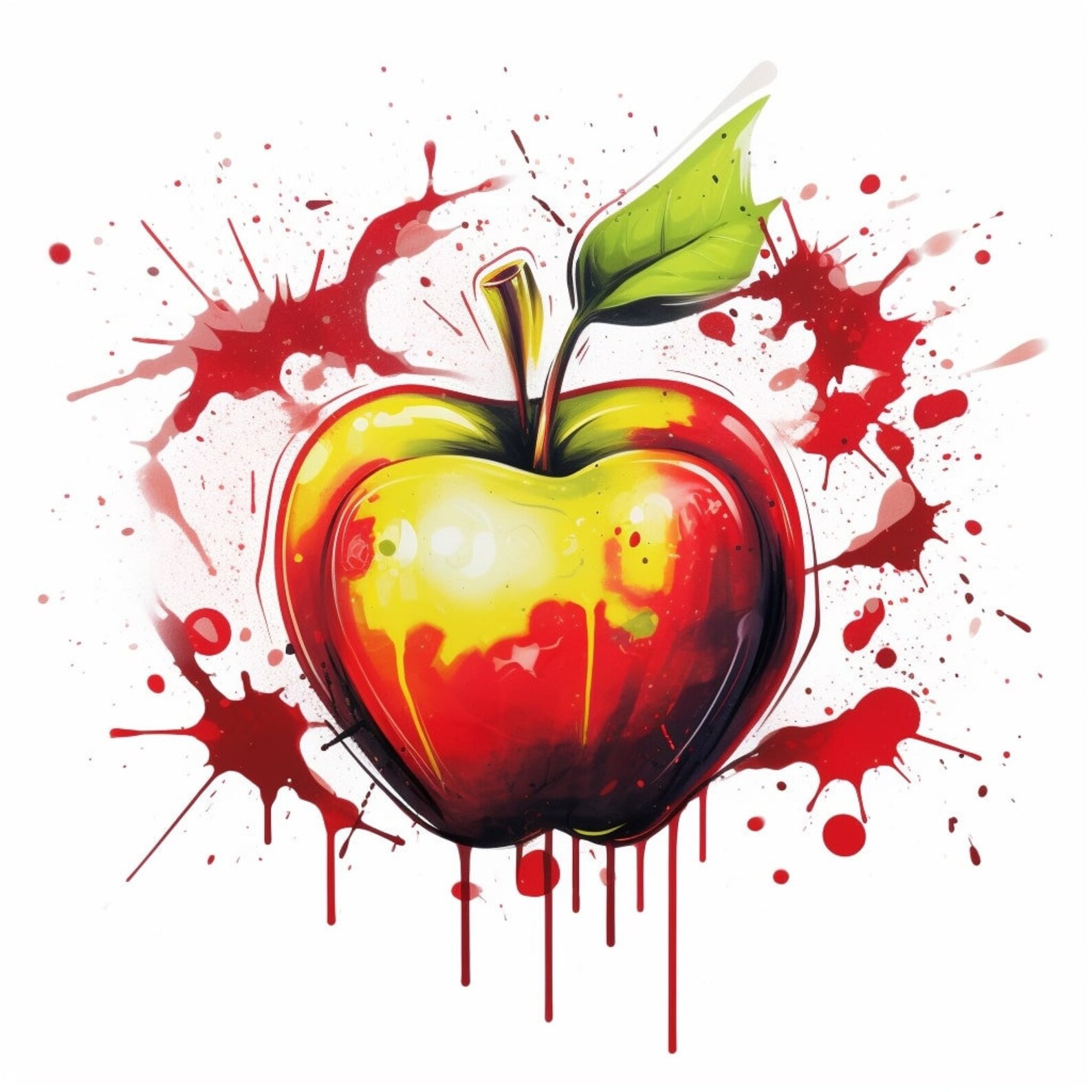 Graffiti Apple Clipart 20 Printable High Quality Jpgs Digital Download ...