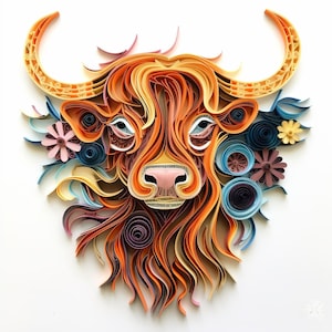 20 Quilling Highland Cow Calf Clip Art Digital Downloads - Etsy