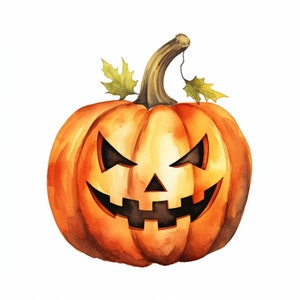 Watercolor Jack O Lantern Cute Scary Clipart 20 Instant Digital ...