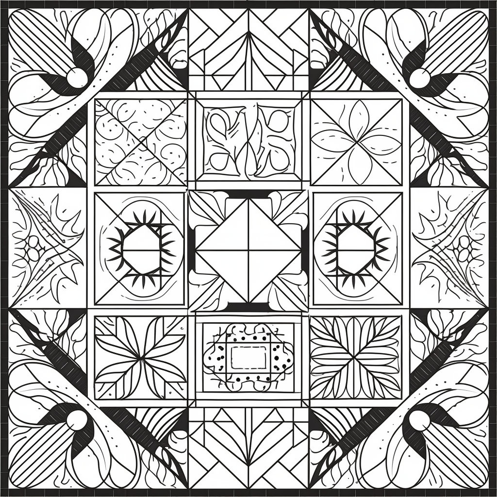 Quilting Patchwork Printable Adult Coloring Page 101 Digital Downloads ...