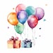 Watercolor Birthday Theme Clipart Balloon Cake Presents 20 Printable ...