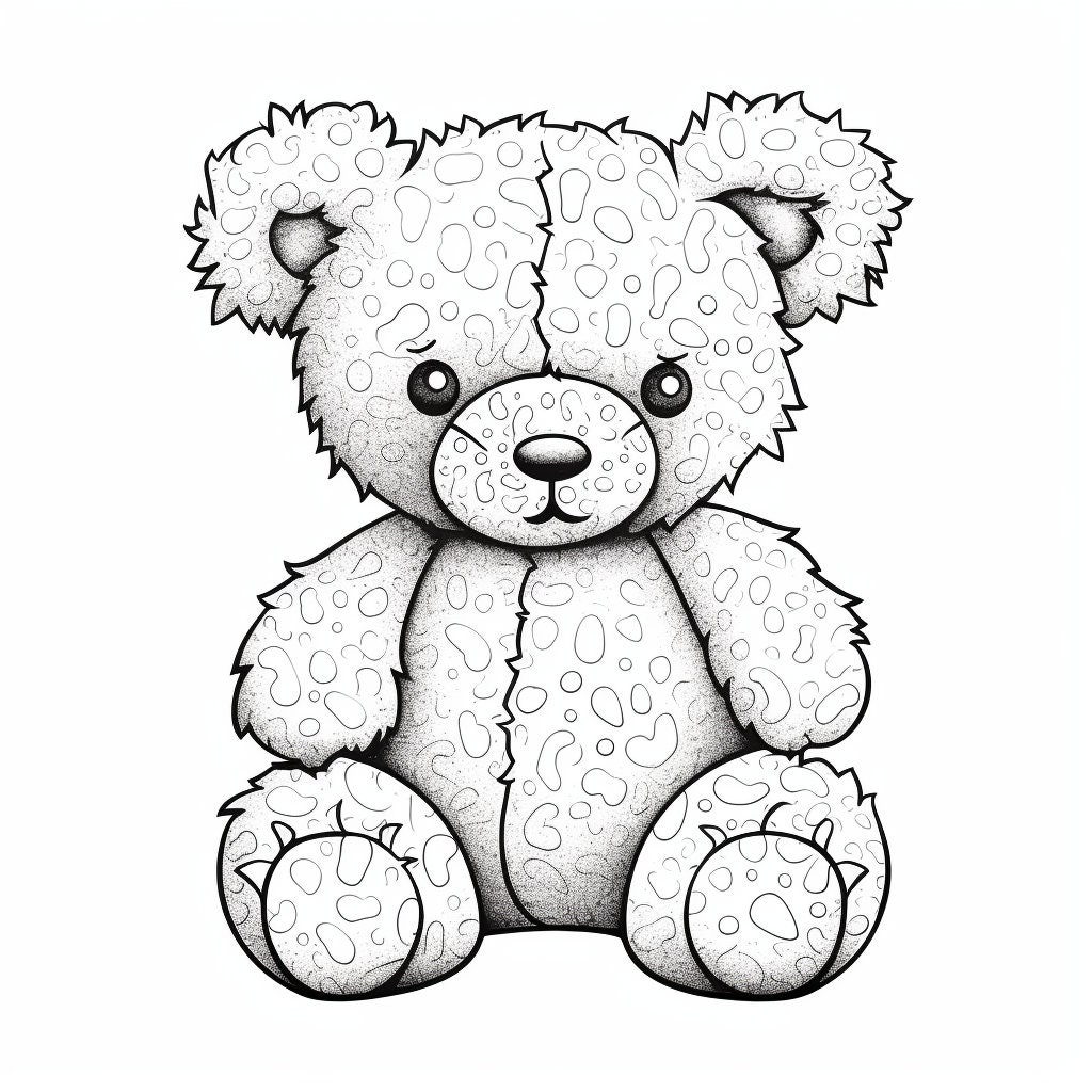 Teddy Bear Simple Coloring Pages 50 Printable Digital Downloads - Etsy