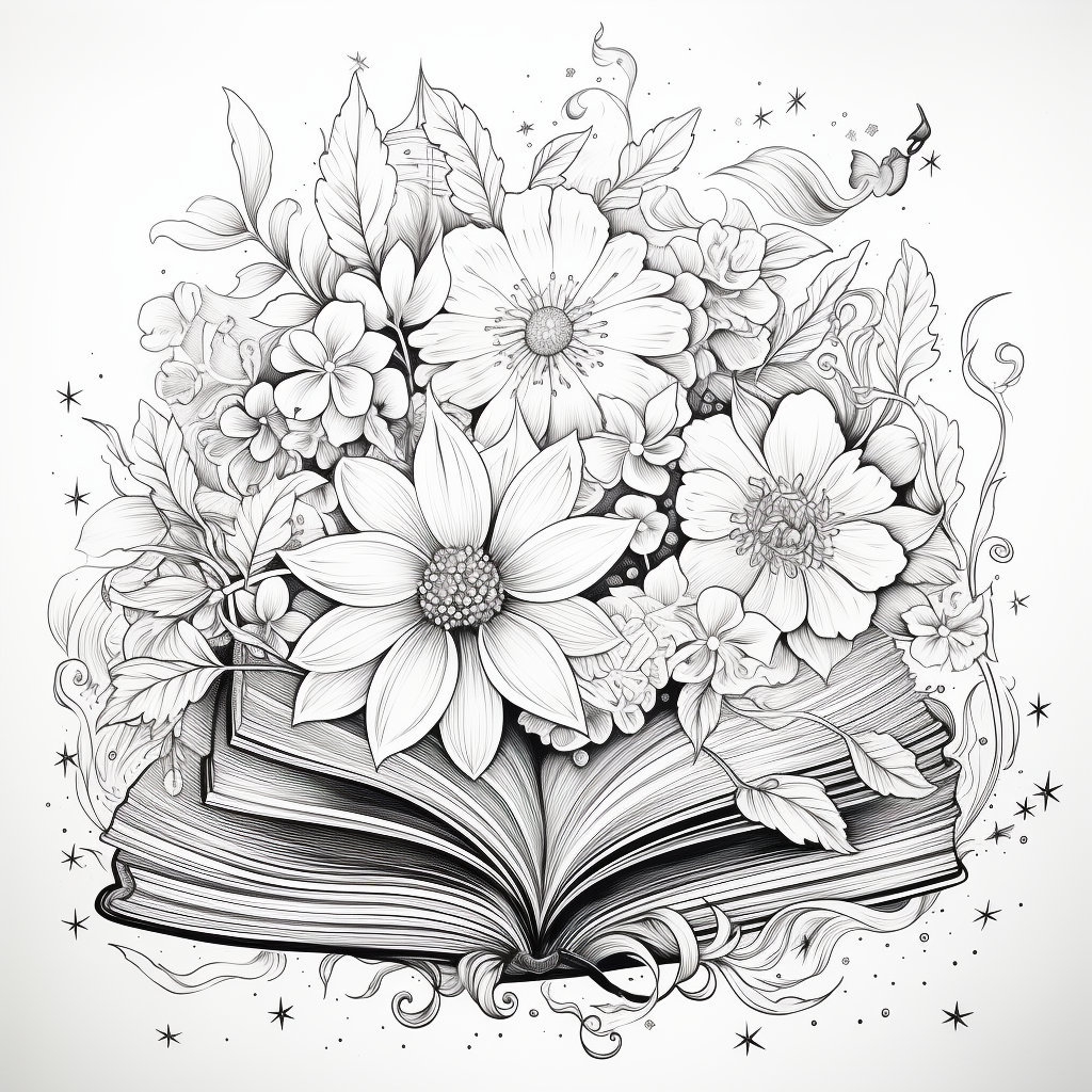 Floral Magic Book Adult Coloring Pages 53 Printable Instant Digital ...