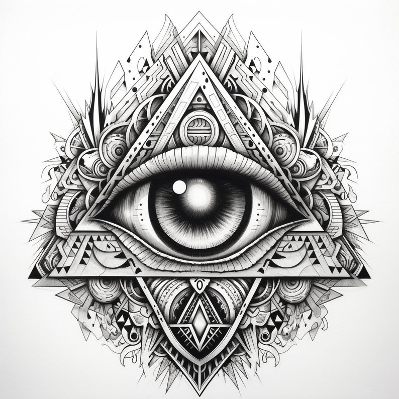 Psychedelic Prism Trippy Adult Coloring Pages Grayscale 80 Digital ...