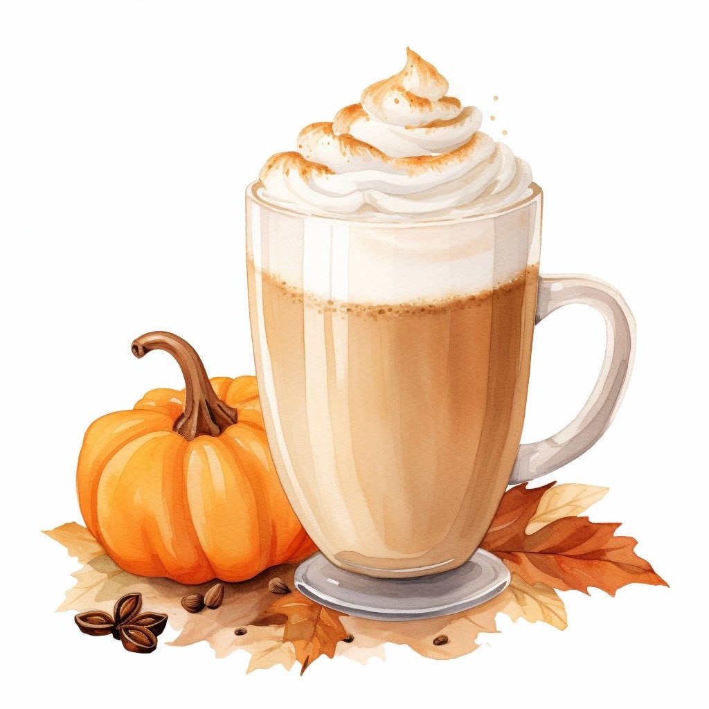Watercolor Pumpkin Spice Coffee Latte Clipart Art Printable 20 High ...
