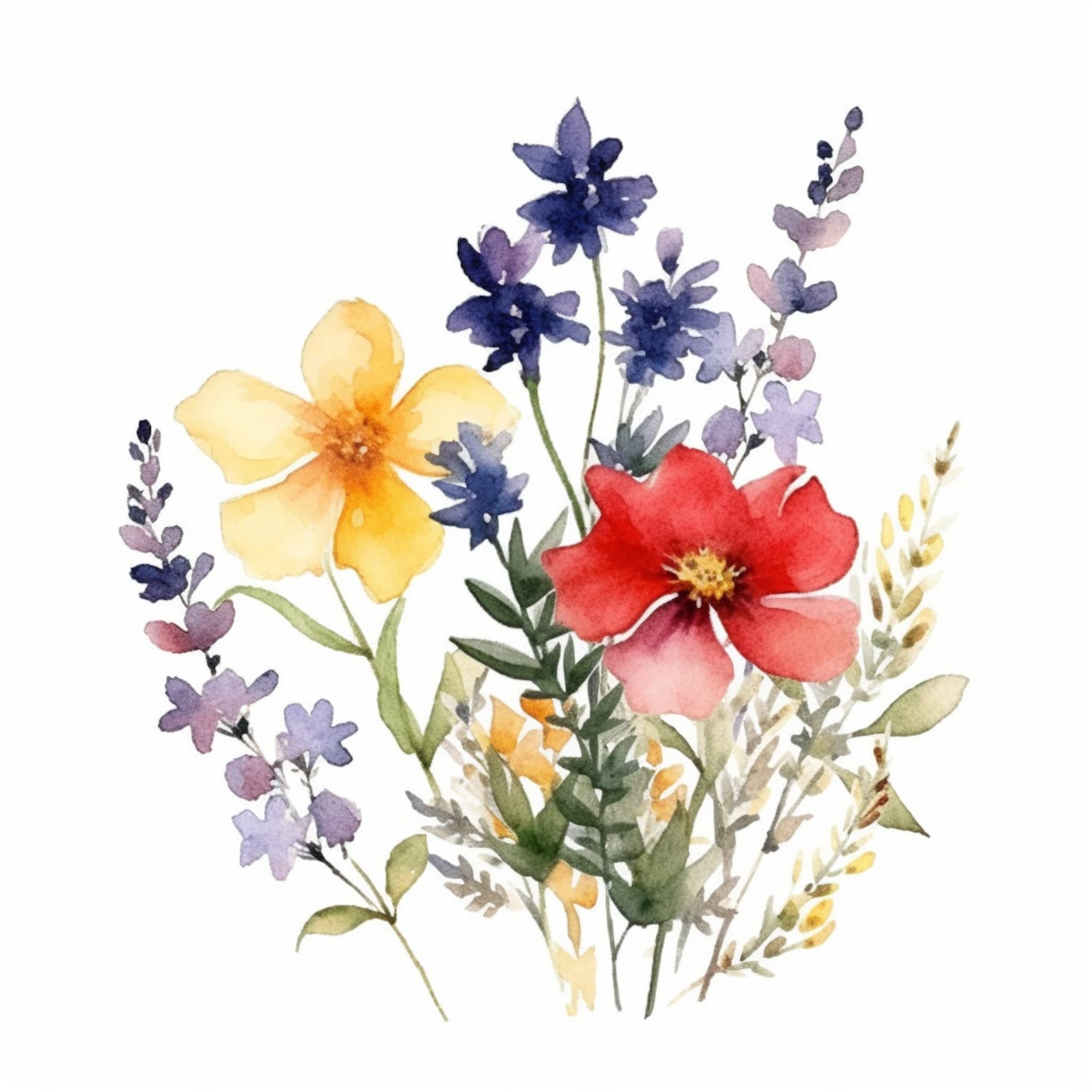 Wildflower Clipart Floral Watercolor Wild Flowers Floral Clipart