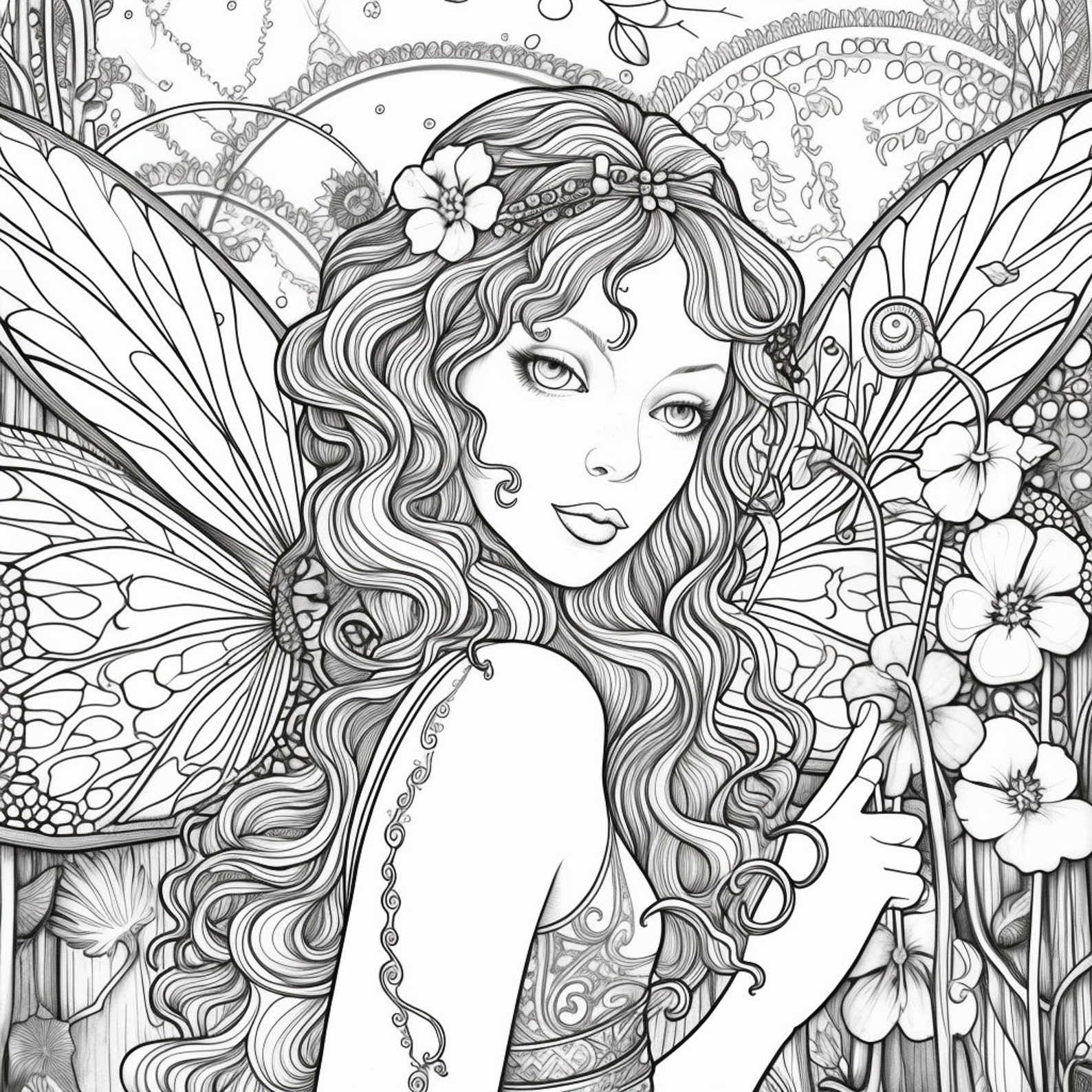 25 Adult Coloring Pages Fairy Faries Fantasy Printable Instant Download ...