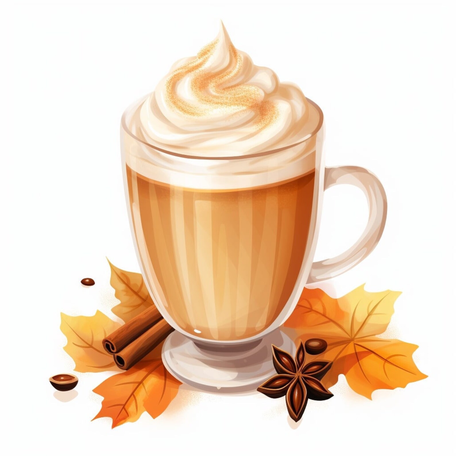 Pumpkin Spice Coffee Latte Clipart Art Printable 20 High Quality Jpgs ...