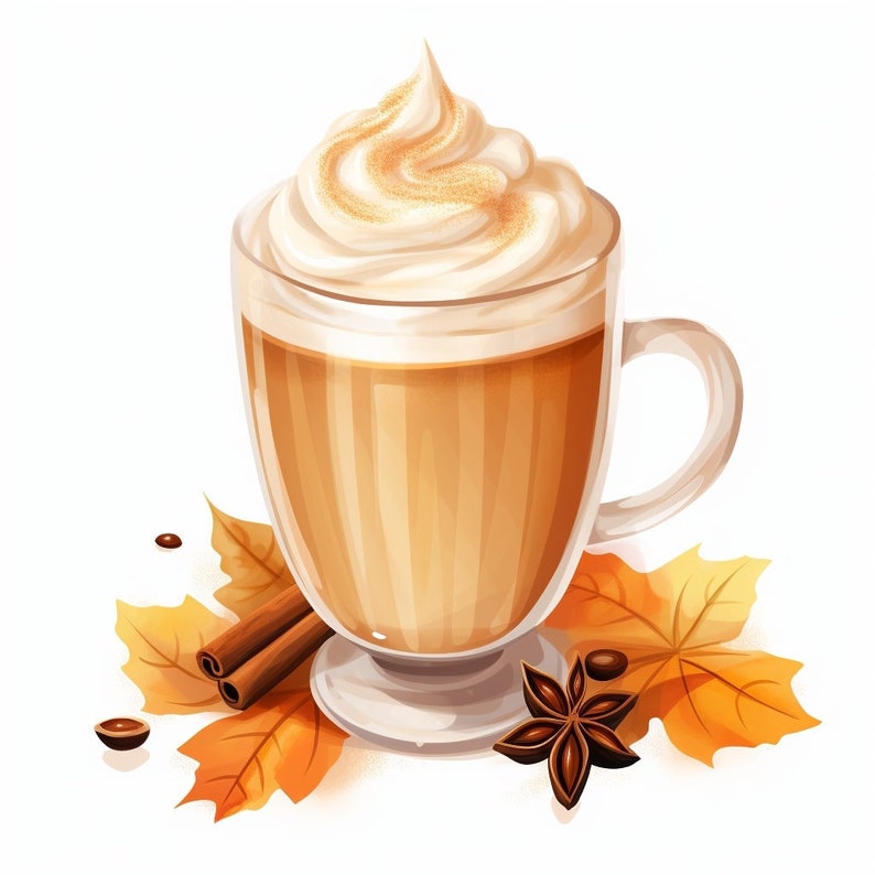 Pumpkin Spice Coffee Latte Clipart Art Printable 20 High Quality Jpgs ...