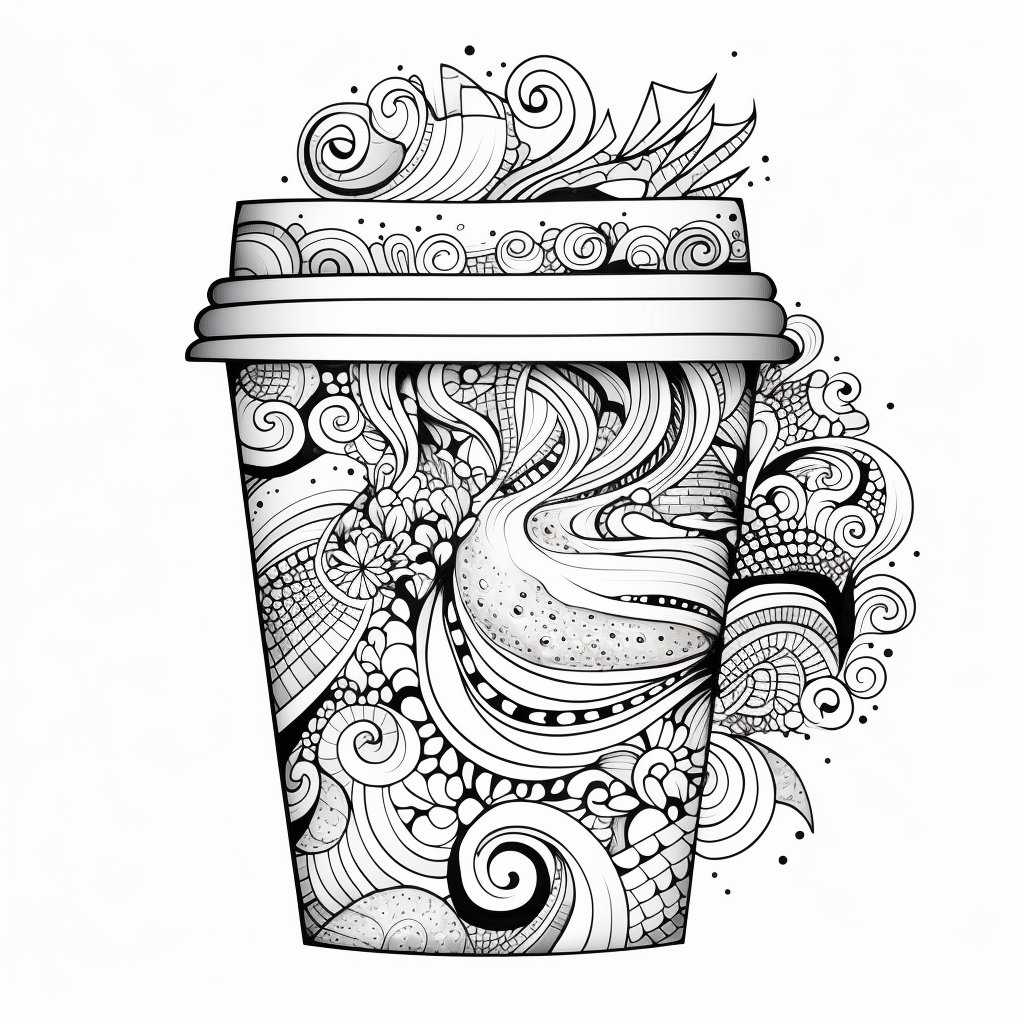 Coffee Cup Adult Coloring Printable Pages 30 Digital Downloads - Etsy