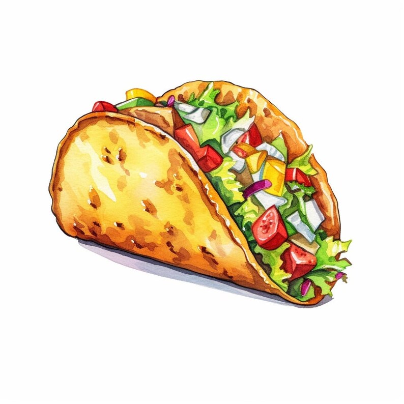 Taco Clipart 20 High Quality Jpgs Digital Download Card Making Digital ...