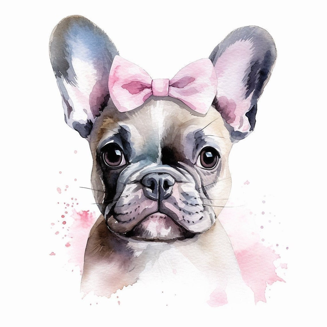 Watercolor French Bulldog Frenchie Clipart Dog Art Printable 20 Digital ...