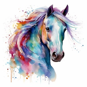 25 Watercolor Horse Portrait Clipart Instant Digital Download - Etsy
