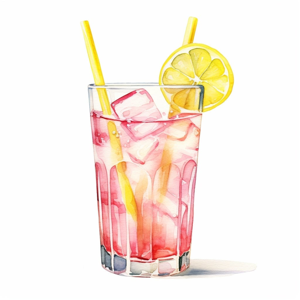 20 Refreshing Pink Lemonade Watercolor Clipart Summertime Feel Digital ...