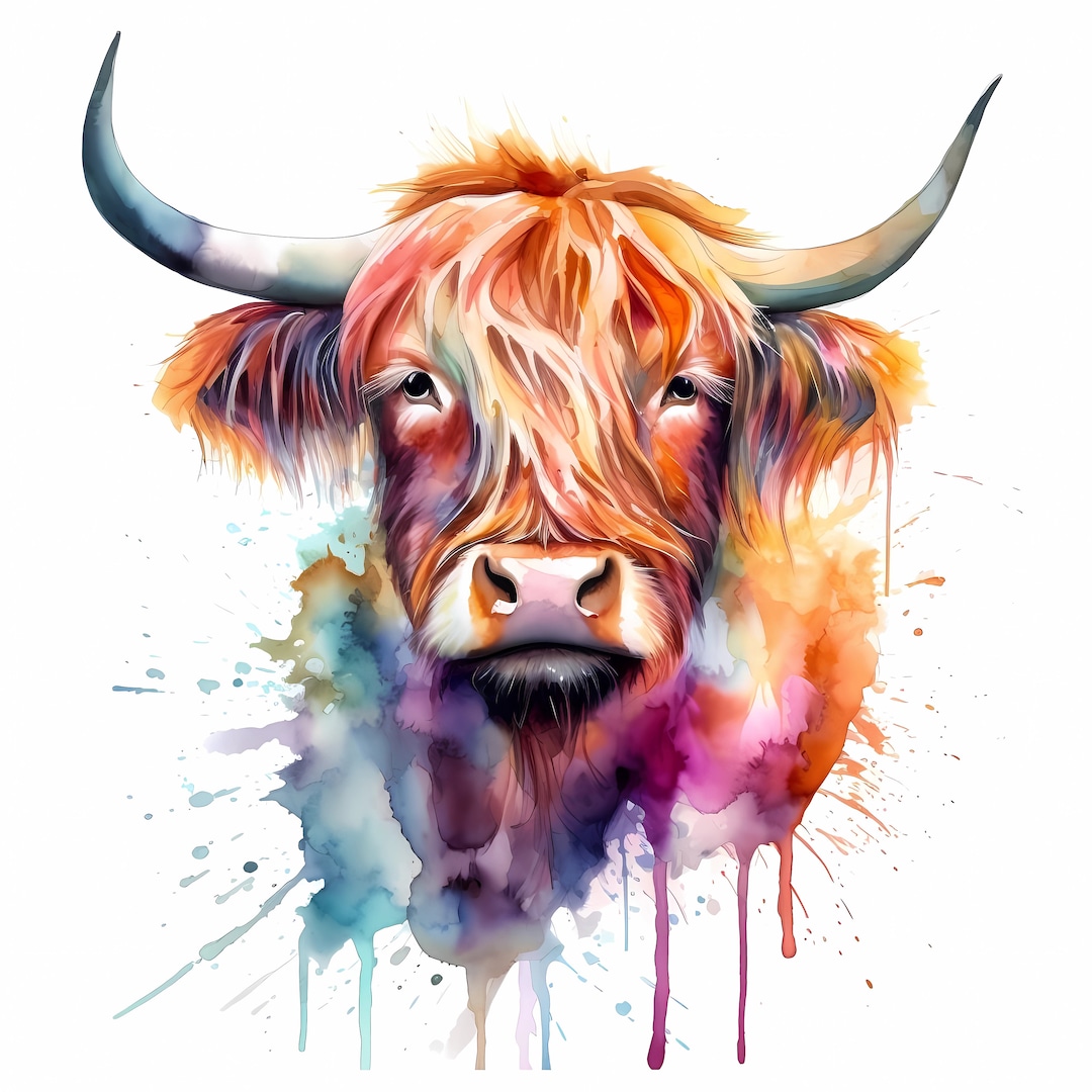 Watercolor Highland Cow Printable Clipart 20 Digital Downloads - Etsy