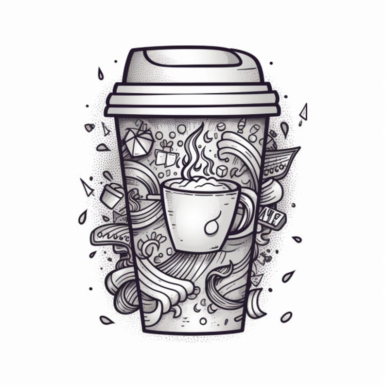 Coffee Cup Adult Coloring Printable Pages 30 Digital Downloads - Etsy