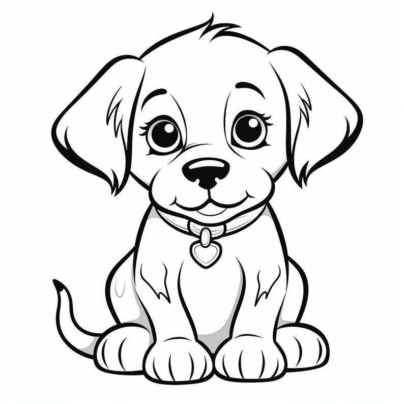 25 Cute Puppy Children's Simple Coloring Pages Digital Download - Etsy ...