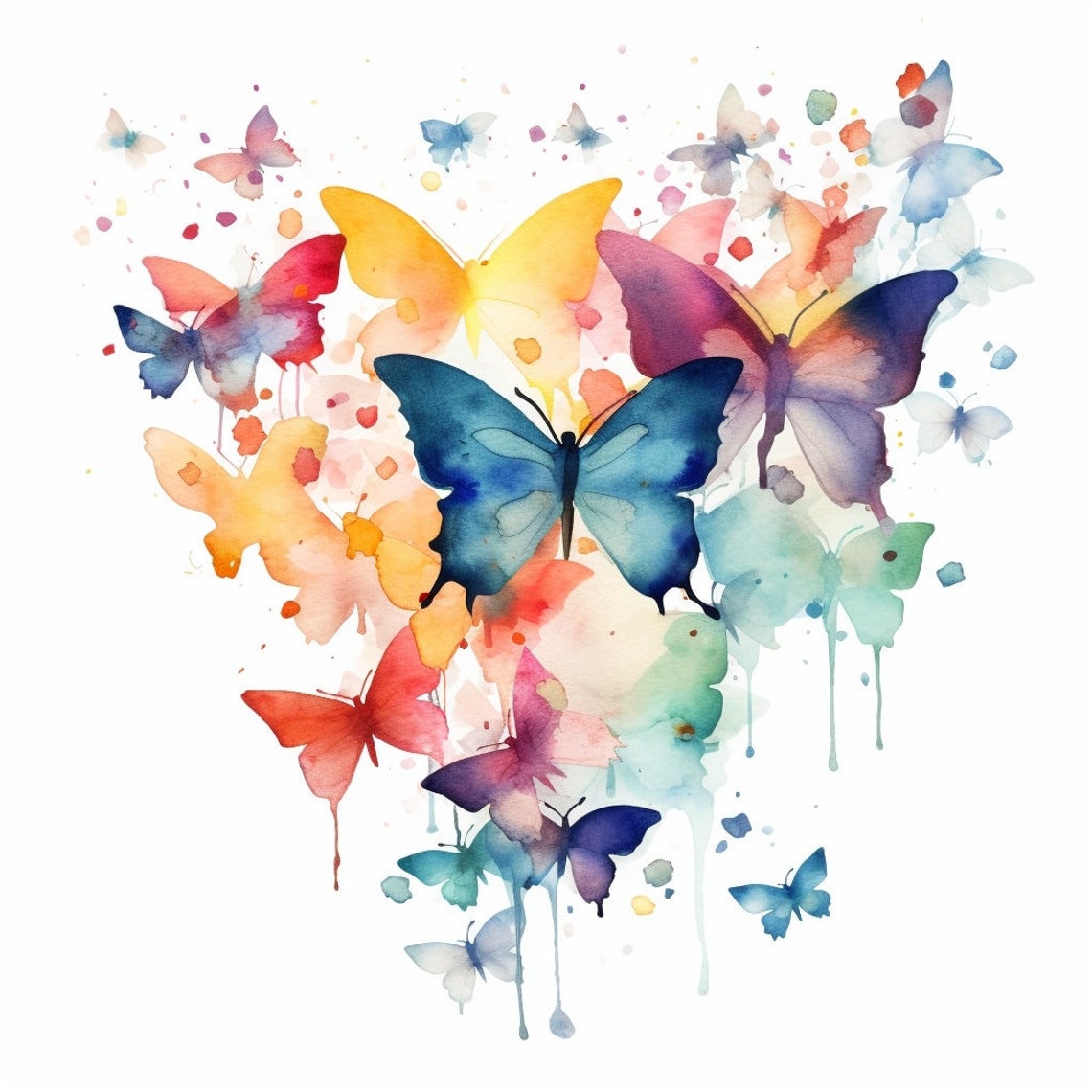 20 Watercolor Butterfly Clipart Swarms of Butterflies Printable JPG ...