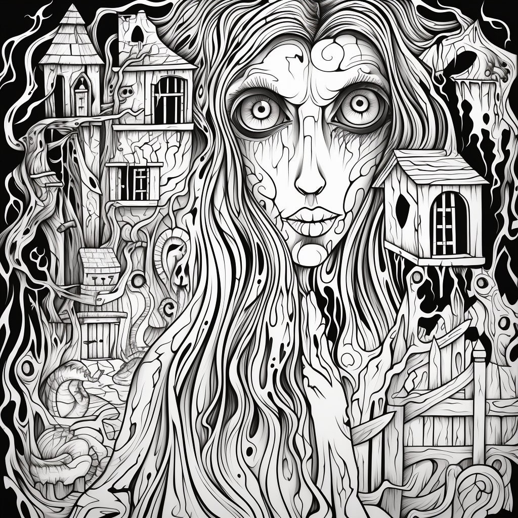 52 Horror Halloween Theme Adult Coloring Page Printable Digital ...