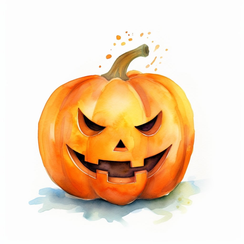 Watercolor Jack O Lantern Cute Scary Clipart 20 Instant Digital ...