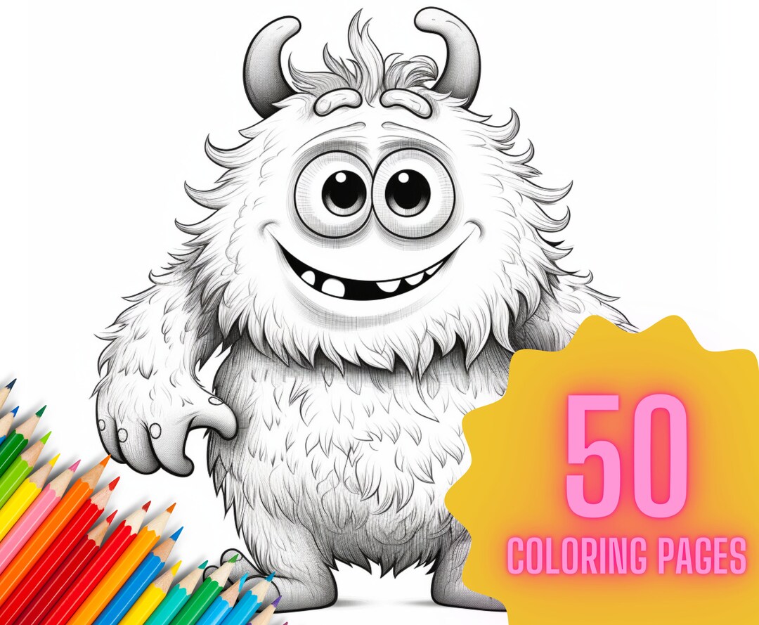 Monster Coloring Book Friendly Funny Printable 50 Digital Downloads - Etsy