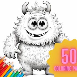 Monster Coloring Book Friendly Funny Printable 50 Digital Downloads - Etsy