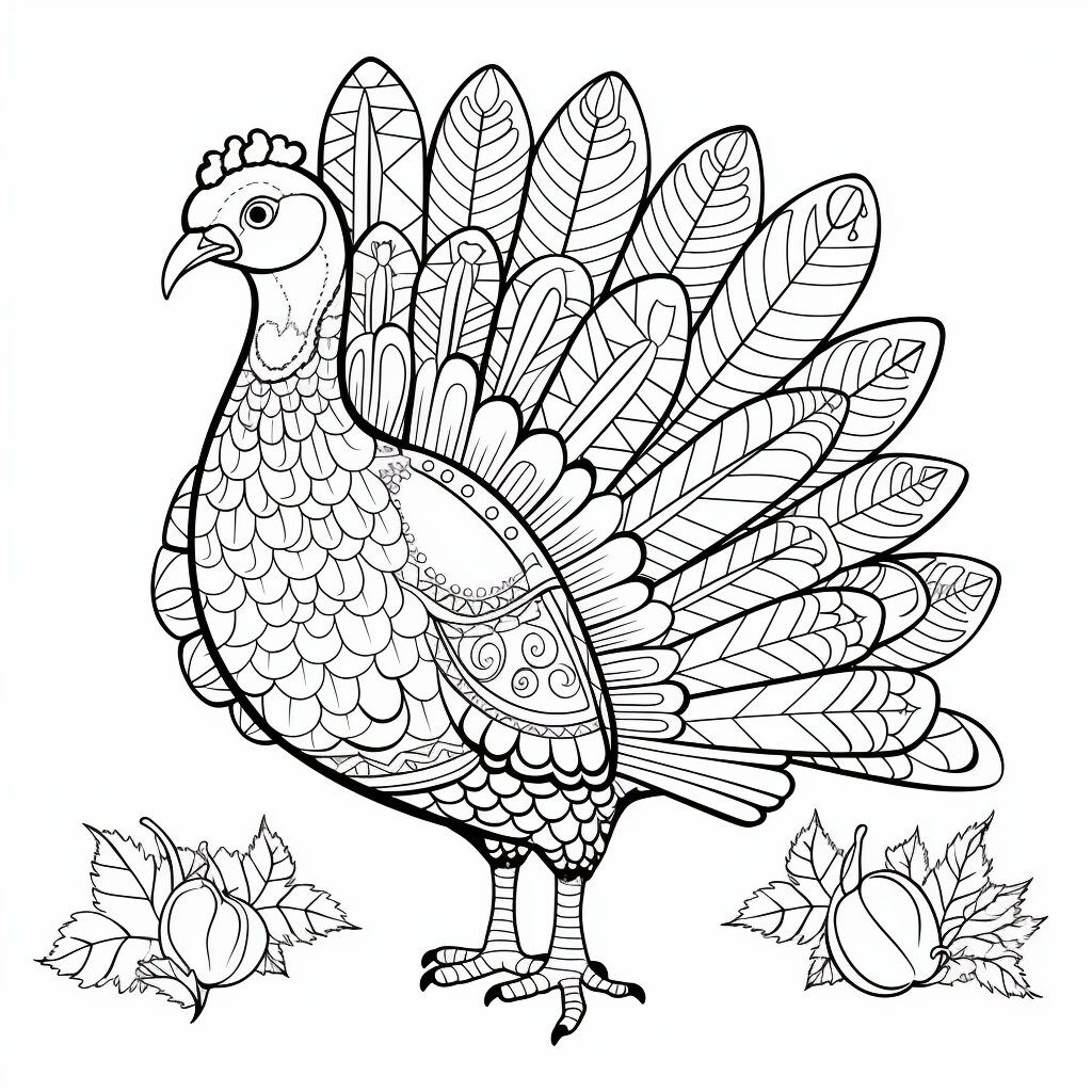 Turkey Thanksgiving Adult Coloring Page 51 Digital Downloads - Etsy