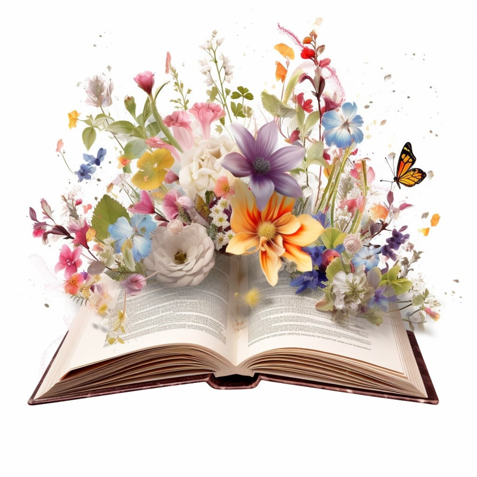 Book Flower Magic Floral Mystical Clipart 20 High Quality Jpgs Digital ...