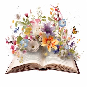 Book Flower Magic Floral Mystical Clipart 20 High Quality Jpgs Digital ...