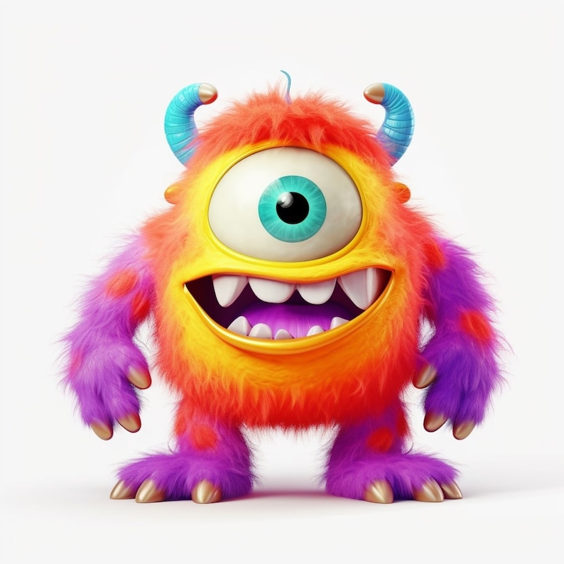 Cute Baby Monster Colorful Clipart 20 High Quality Jpgs Digital ...