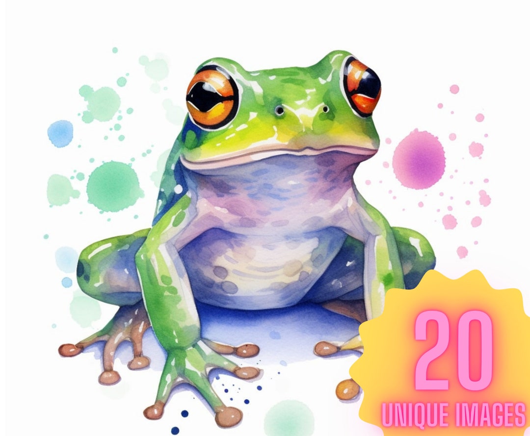 Watercolor Frog Clipart Art Printable 20 High Quality Jpgs Digital ...