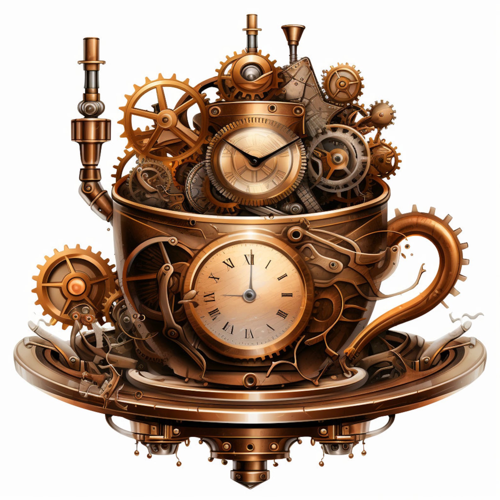 Steampunk Coffee Cup Clipart 20 Printable Digital Downloads - Etsy
