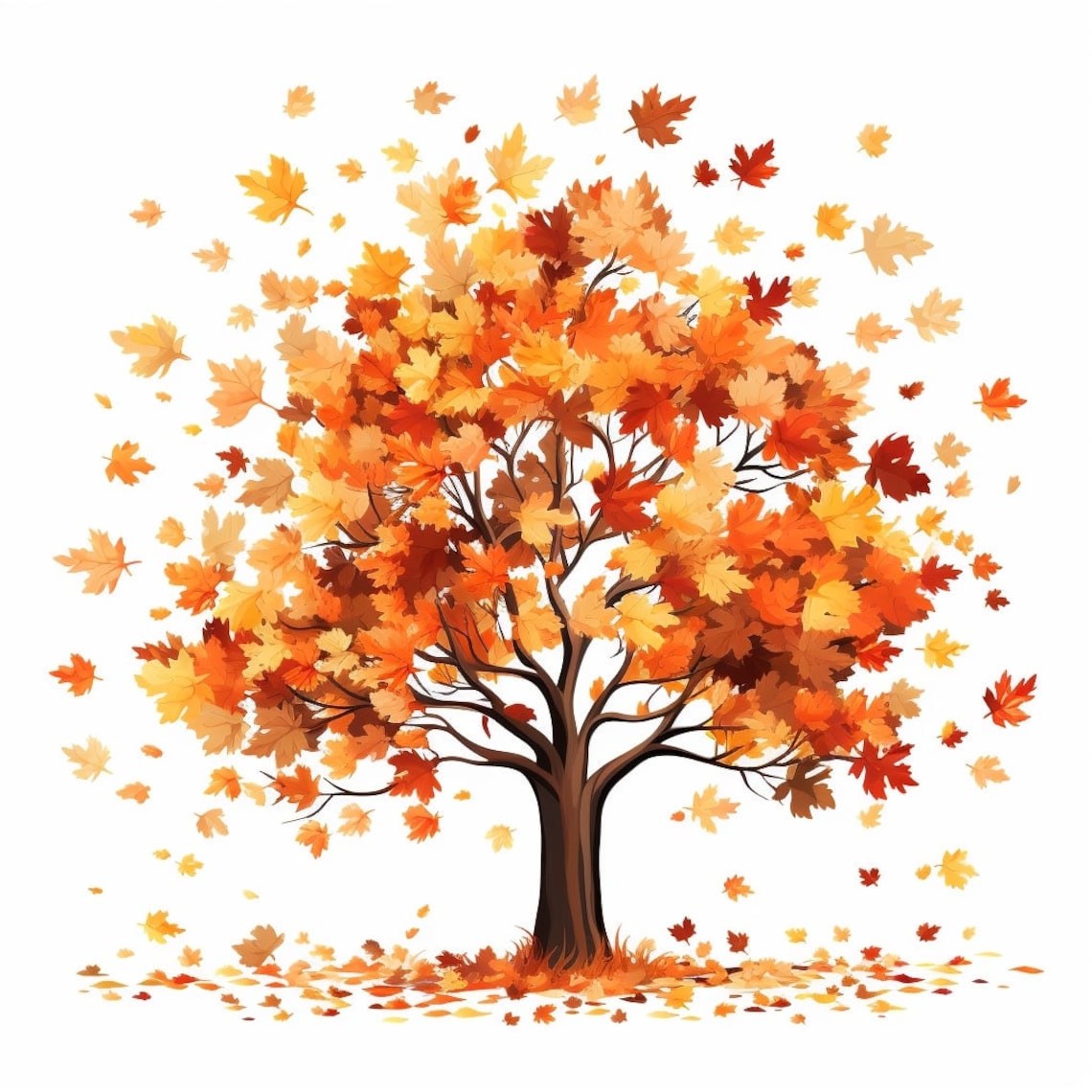 Fall Leaves Tree Autumn Clipart 20 Printable High Quality Jpgs Digital ...