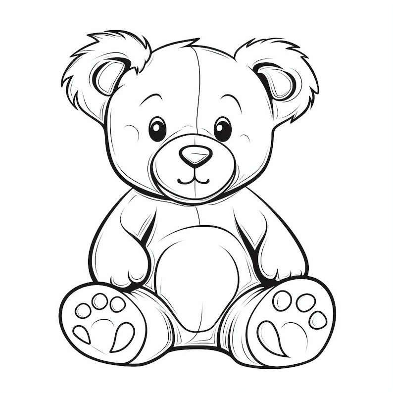 Teddy Bear Simple Coloring Pages 50 Printable Digital Downloads - Etsy