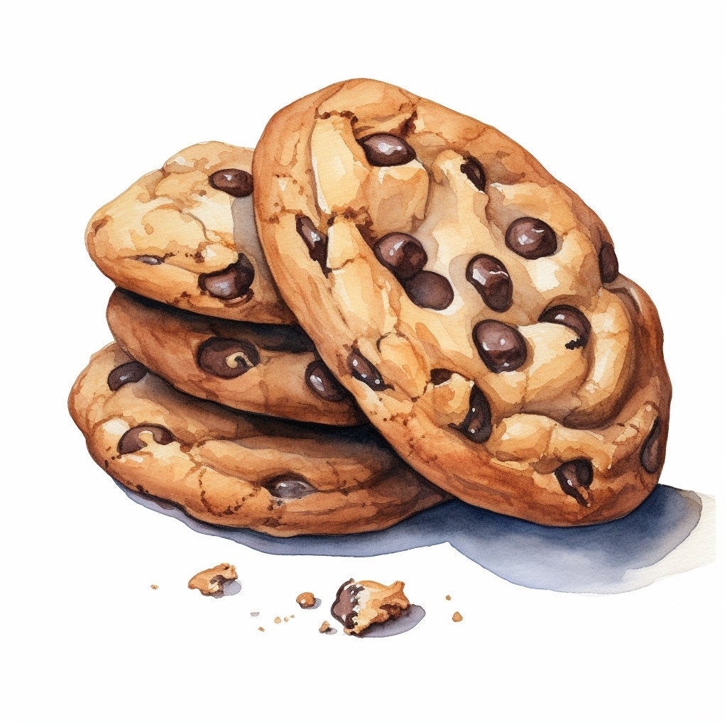 Watercolor Chocolate Chip Cookie Clipart 20 Printable High Quality Jpgs ...