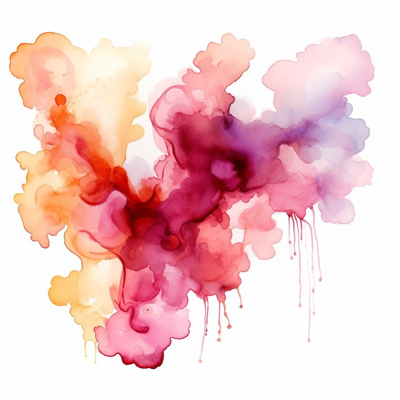 Watercolor Ink Splash Clipart 20 Printable High Quality Jpgs Digital ...