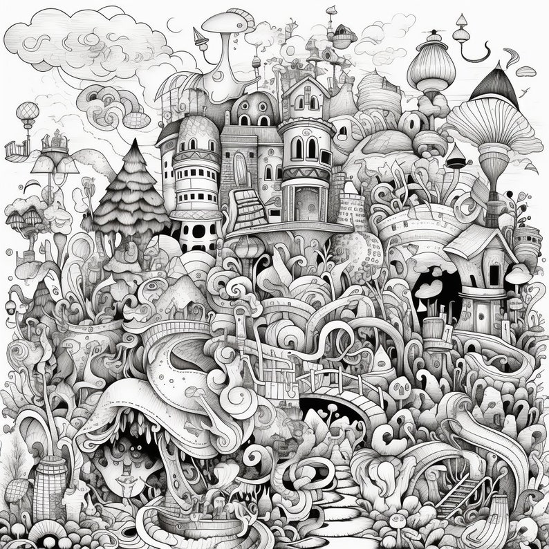 Fantasy Magical Adult Coloring Pages 30 Printable Digital Downloads. - Etsy