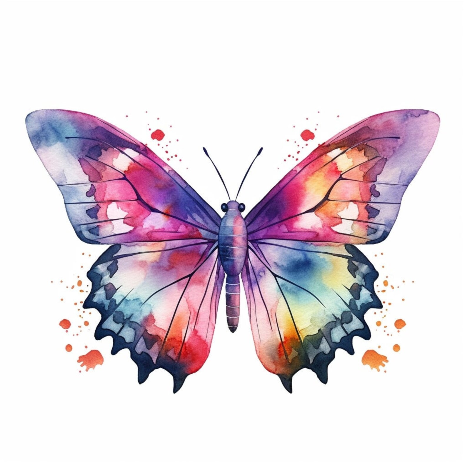 Watercolor Rainbow Butterfly Clipart 20 Printable High Quality Jpgs ...