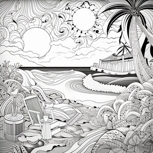 50 Boho Abstract Beach Theme Adult Coloring Page Digital Downloads - Etsy