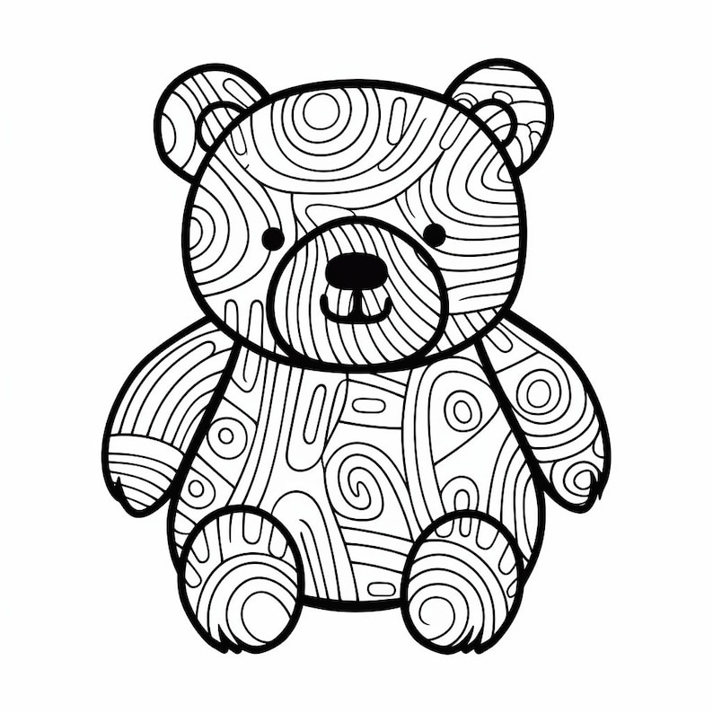 Teddy Bear Simple Coloring Pages 50 Printable Digital Downloads - Etsy