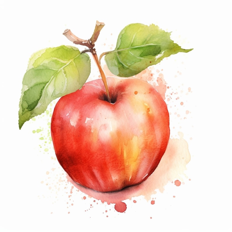 Watercolor Apple Clipart 20 Printable High Quality Jpgs Digital ...