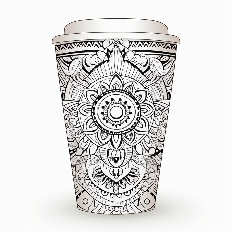 Coffee Cup Adult Coloring Printable Pages 30 Digital Downloads - Etsy