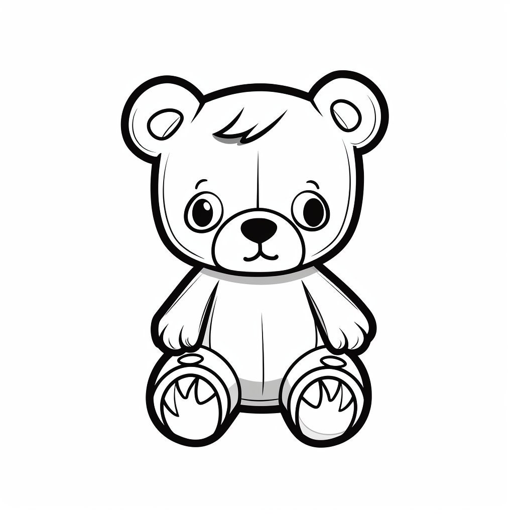 Teddy Bear Simple Coloring Pages 50 Printable Digital Downloads - Etsy
