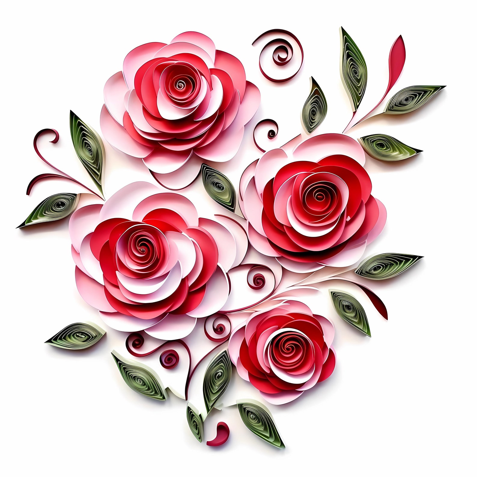 20 Quilling Rose Flower Colorful Clip Art Digital Downloads. - Etsy